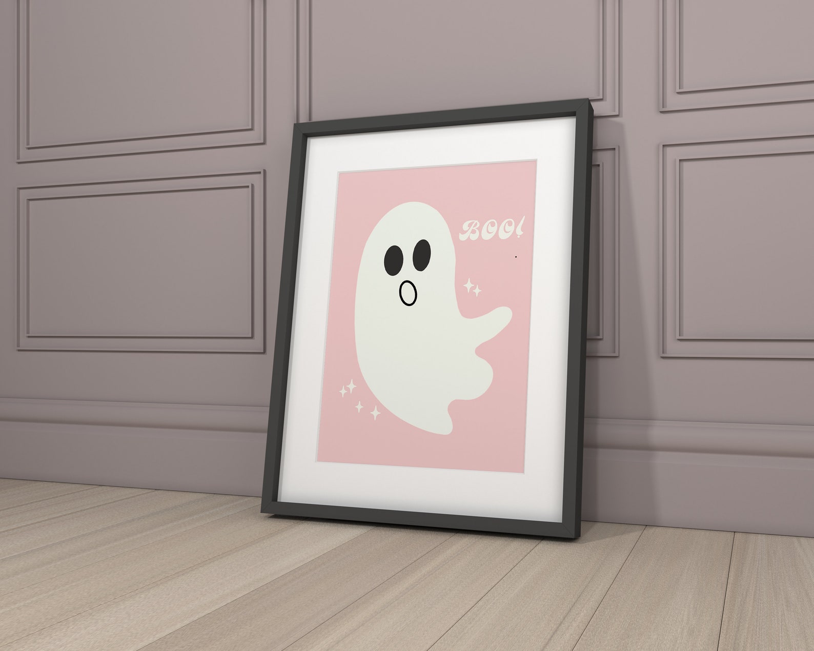 Pink Ghost Printable, Pink Halloween Decor, Halloween Wall Art, Retro ...