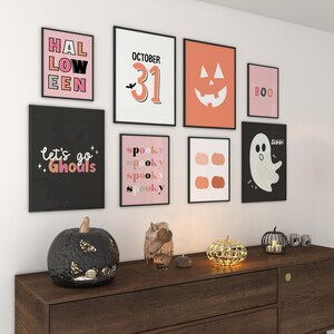 Pastel Halloween Printables, Pink Halloween Decor, Spooky Decor, Modern ...