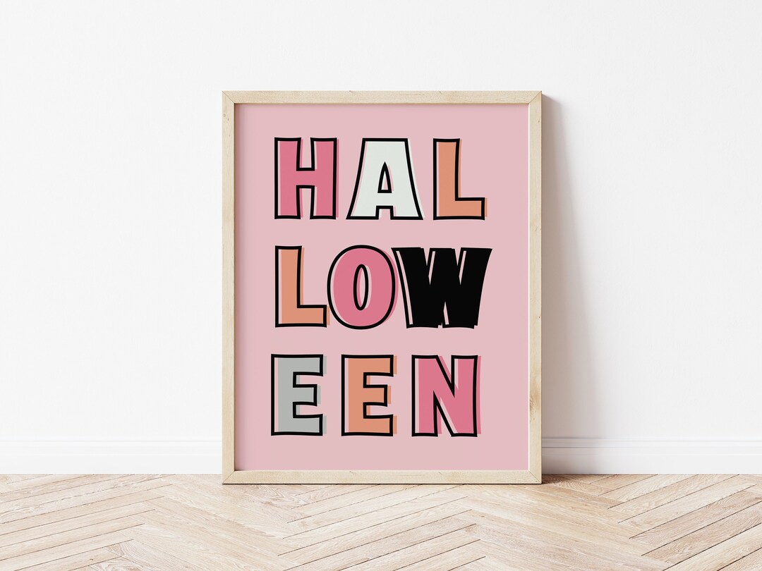 Pastel Halloween Printable, Modern Halloween Art Prints, Colorful ...
