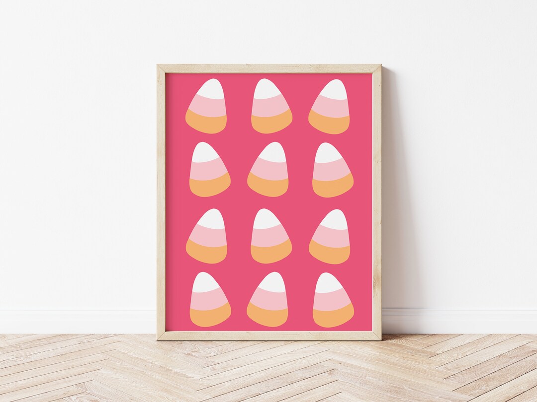 Pastel Halloween Candy, Candy Corn Greeting, Pink Halloween Wall Art ...