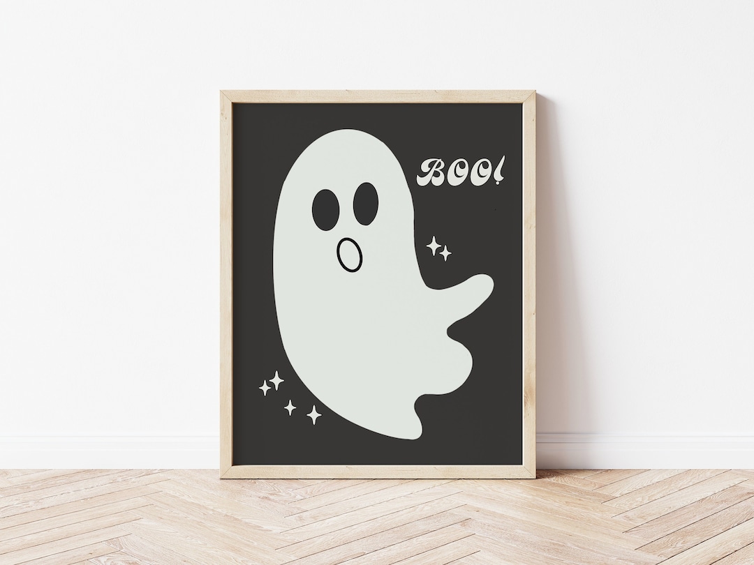 Ghost Print, Retro Ghost Printable, Ghost Art Print, Cute Ghost Wall ...