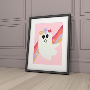 Groovy Ghost Printable, Retro Halloween Decor, Halloween Wall Art ...