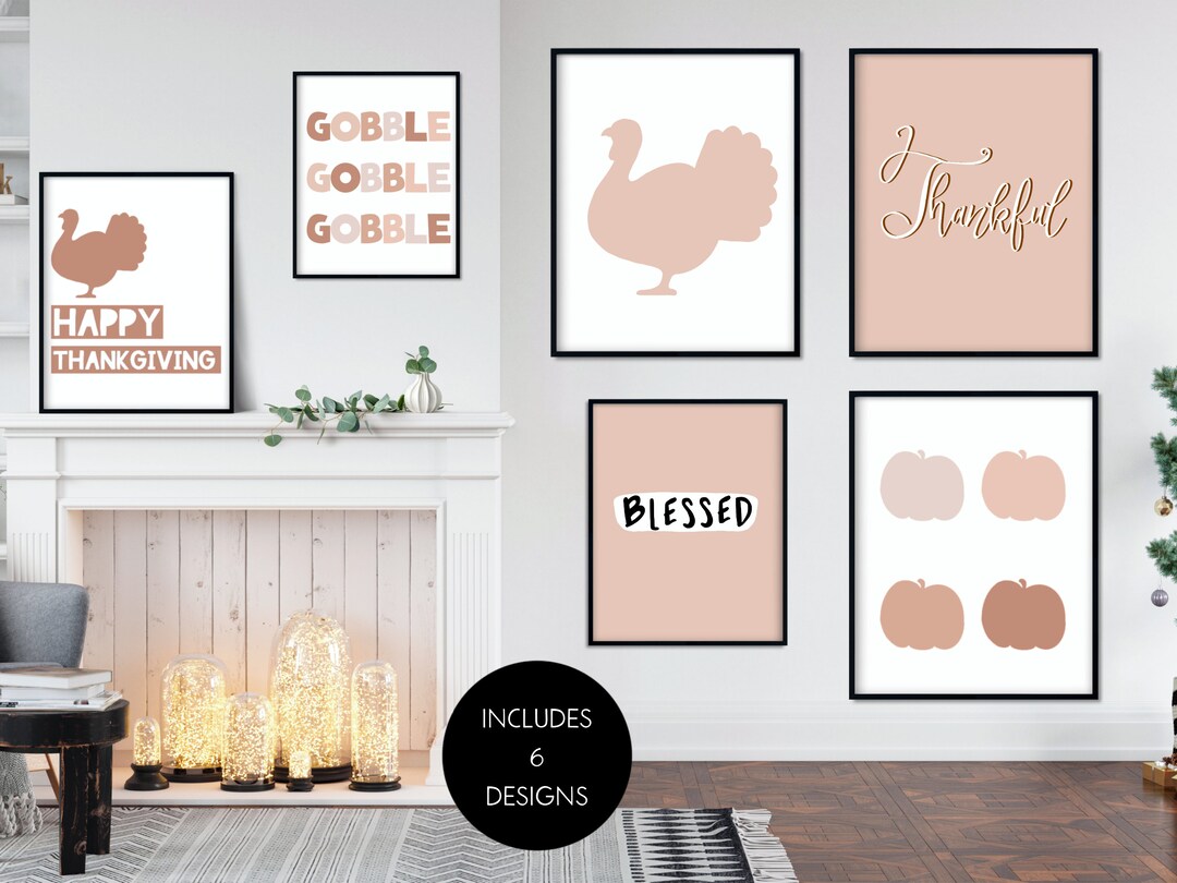 Thanksgiving Printable Decor, Set of 6 Neutral Aesthetic, Thanksgiving ...