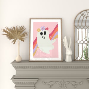 Groovy Ghost Printable, Retro Halloween Decor, Halloween Wall Art ...