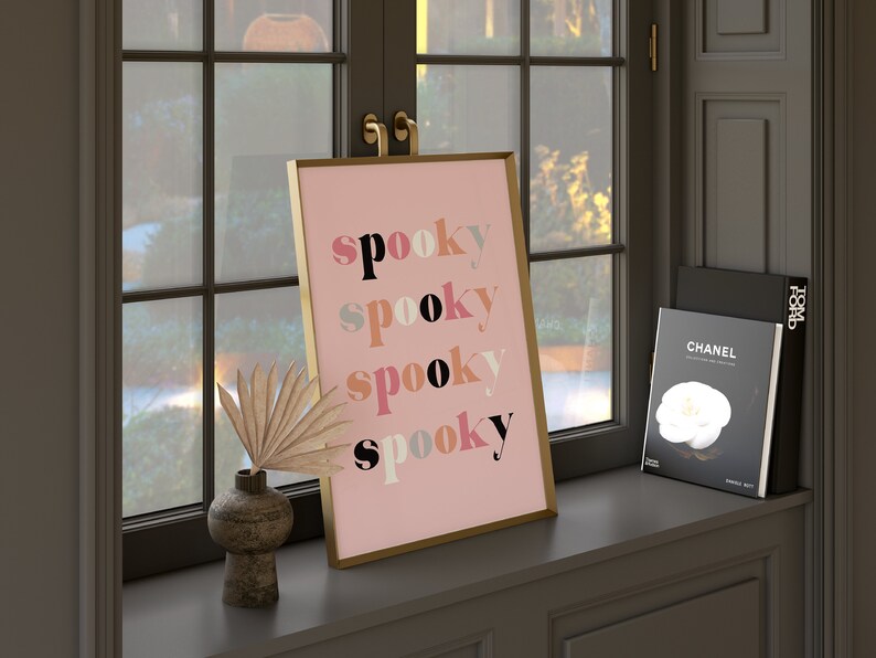 Pastel Halloween Printables, Pink Halloween Decor, Spooky Decor, Modern ...