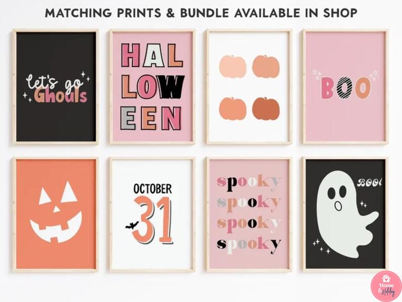 Pastel Halloween Art Printable, Pink Halloween Decor, Pastel Halloween ...