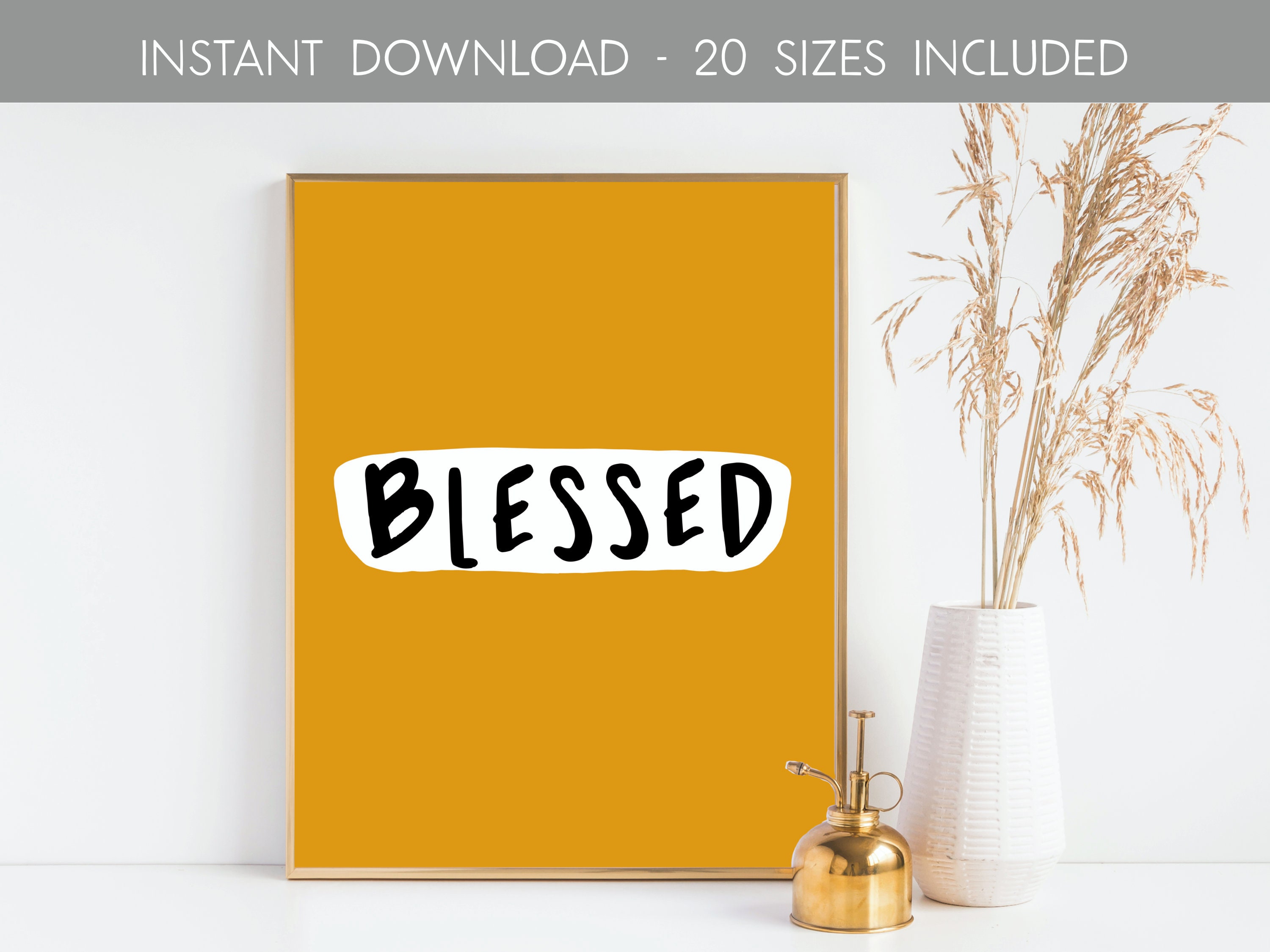 Golden Yellow Blessed Printable Wall Art Blessings Print - Etsy