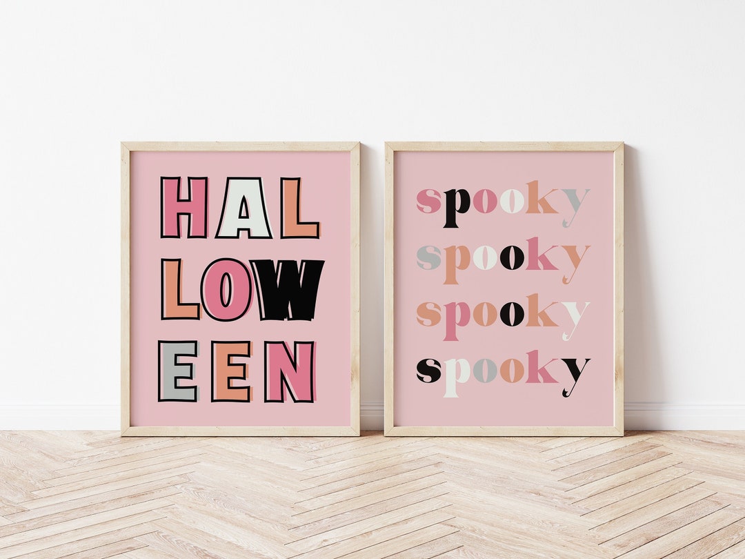 Pastel Halloween Print, Pink Spooky Decor, Pinkoween Printable, Girly ...
