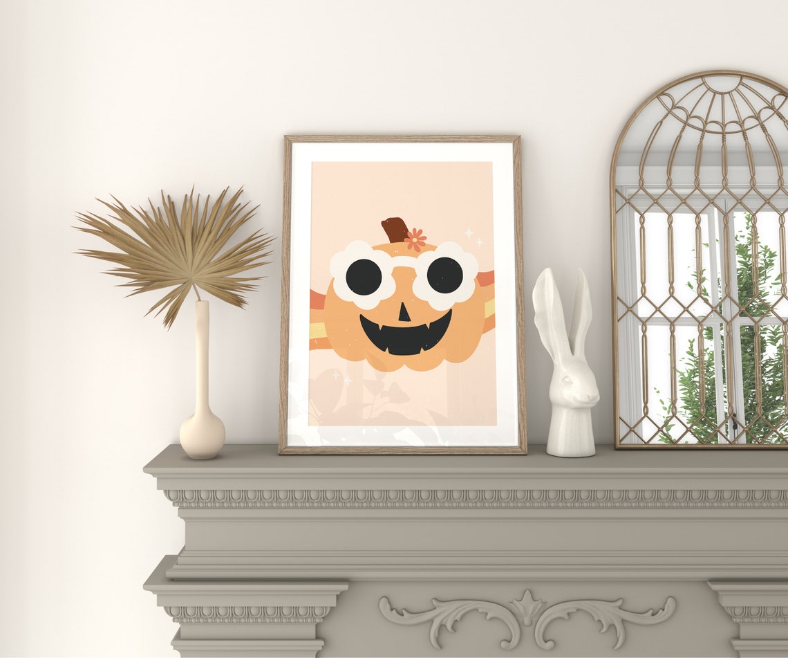 Groovy Halloween Printable, Retro Pumpkin Wall Art, Jack O Lantern ...