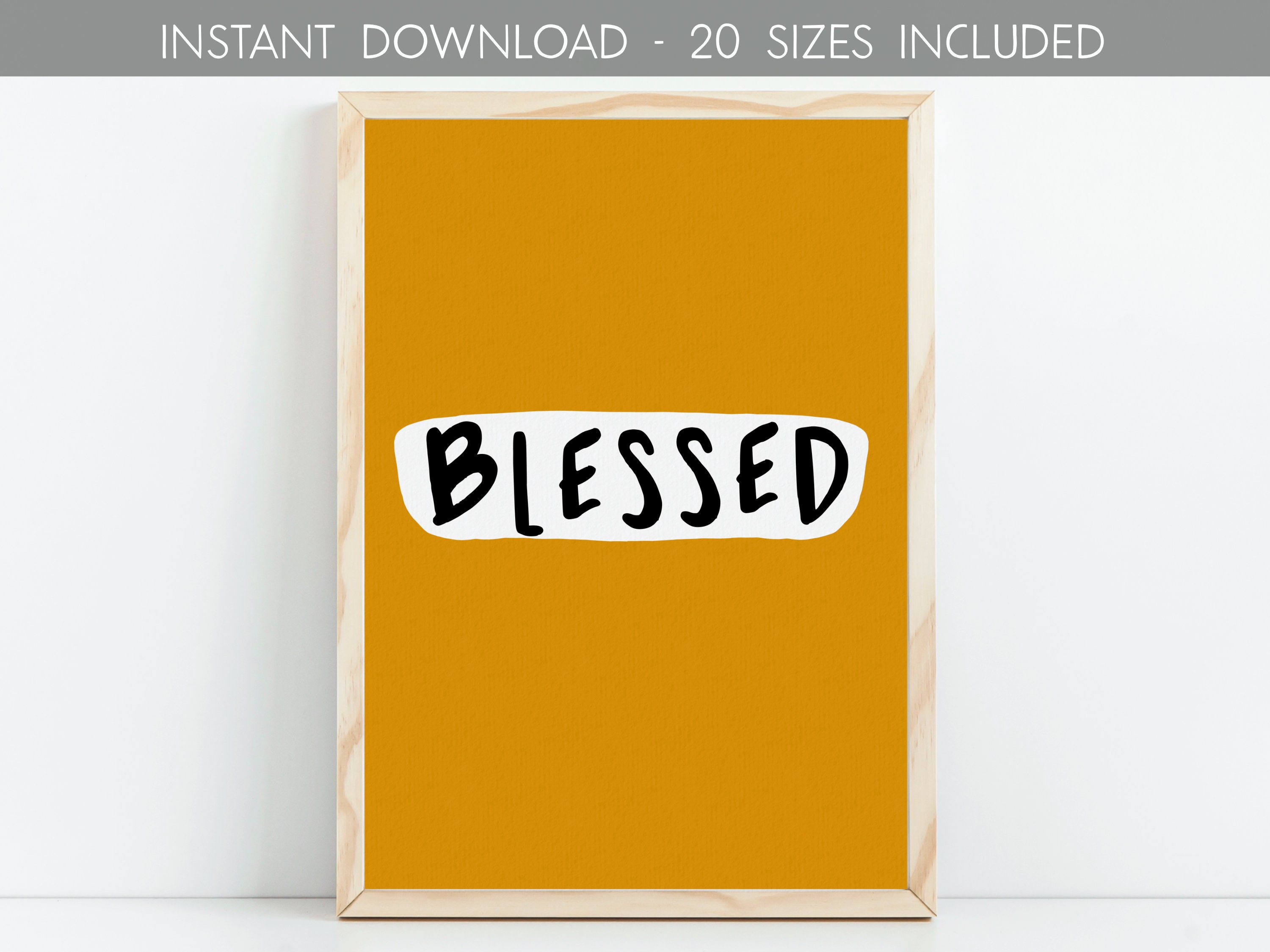 Golden Yellow Blessed Printable Wall Art Blessings Print - Etsy
