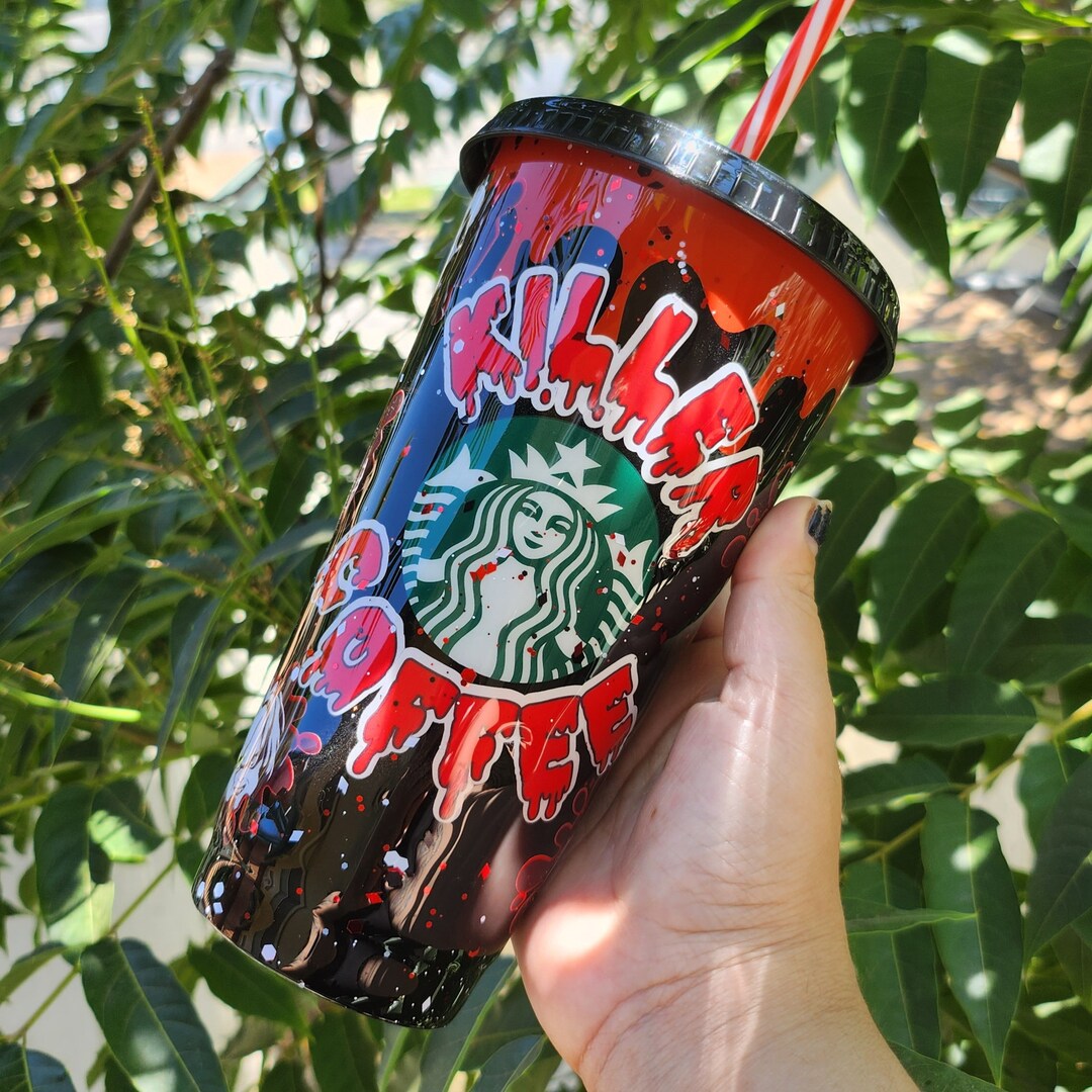 Handmade Horror Movie Splat Starbucks Venti Cold Cup Tumbler Coated in ...