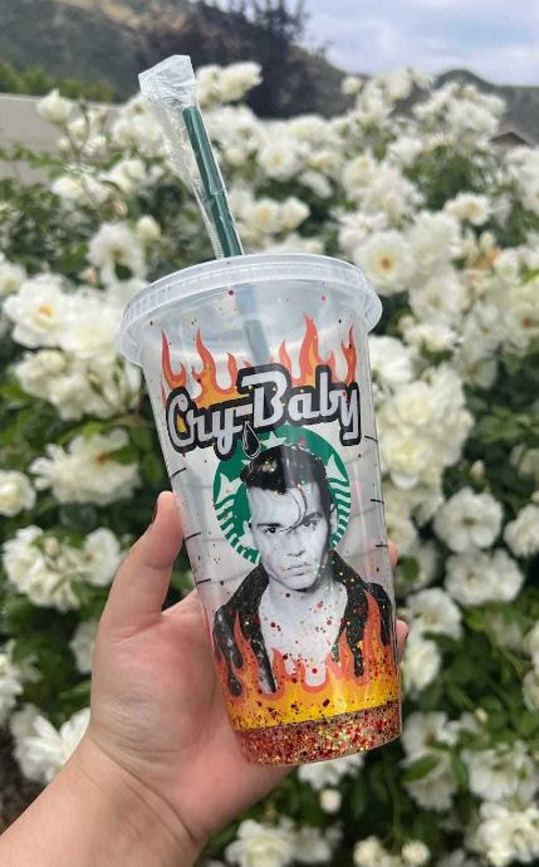 Handmade Cry Baby Reusable Starbucks Venti Cold Cup Tumbler Coated in ...