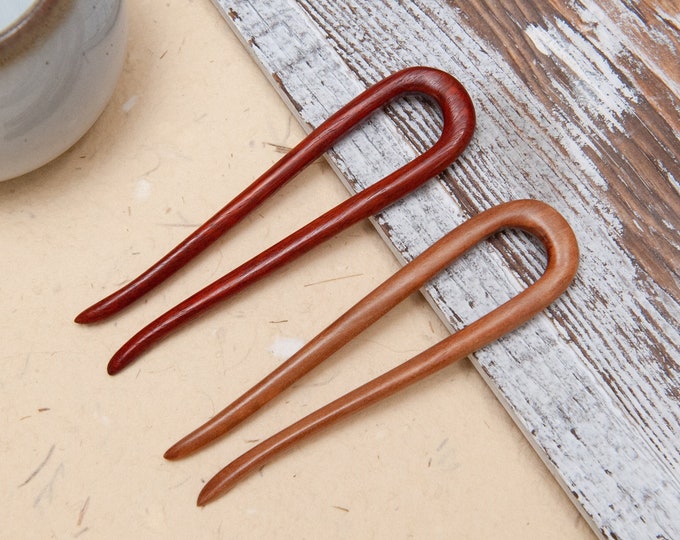 Handmade Wooden U Shape Hairpin, Minimalist Hair Accessory, Eco ...