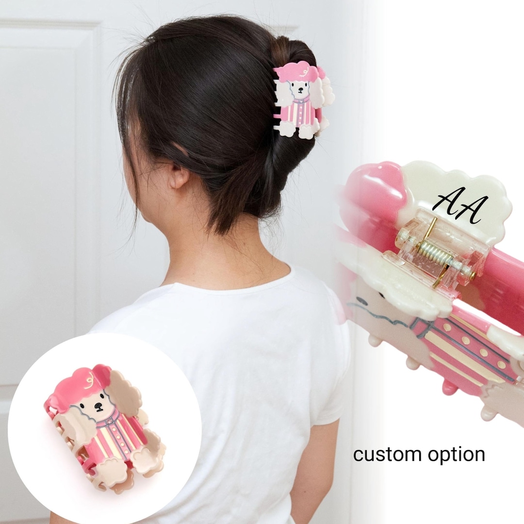 Custom Cute Poodle Dog Hair Claw Clip, Pink Large Acetate Claw Clip ...