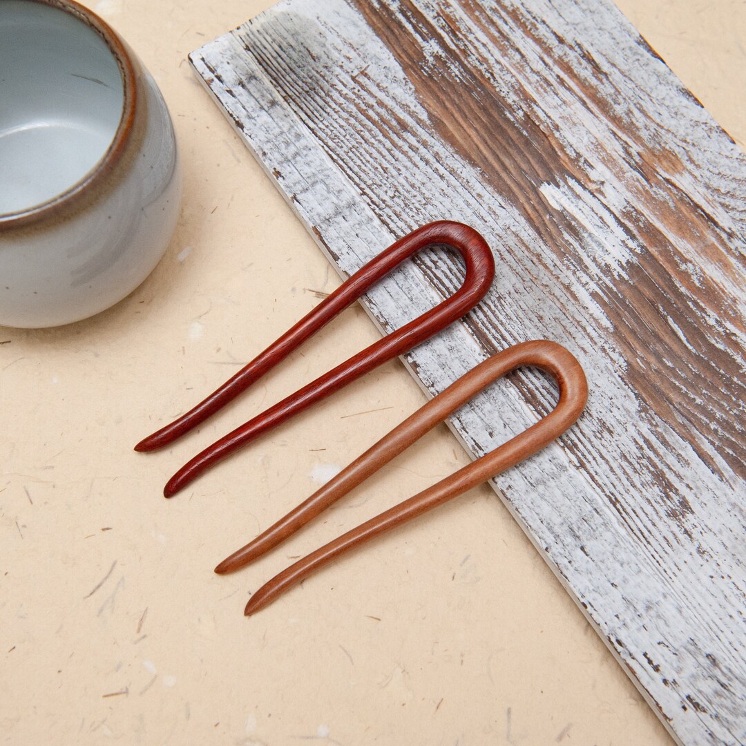 Handmade Wooden U Shape Hairpin, Minimalist Hair Accessory, Eco ...