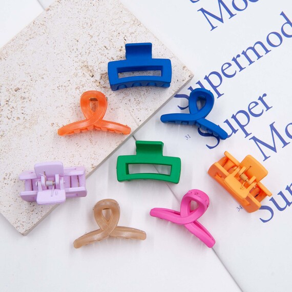 Small Multi Color Rectangle Hair Claw Clip/mini Matte Twisted - Etsy