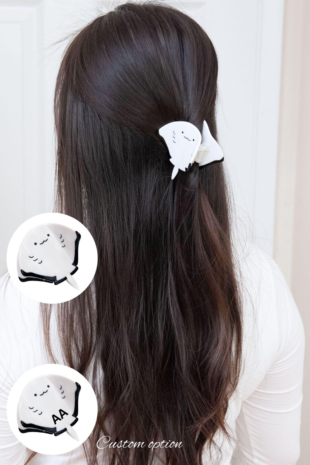 Custom Cute Manta Gray Hair Claw Clip, Eco-friendly Acetate Hair Clip ...