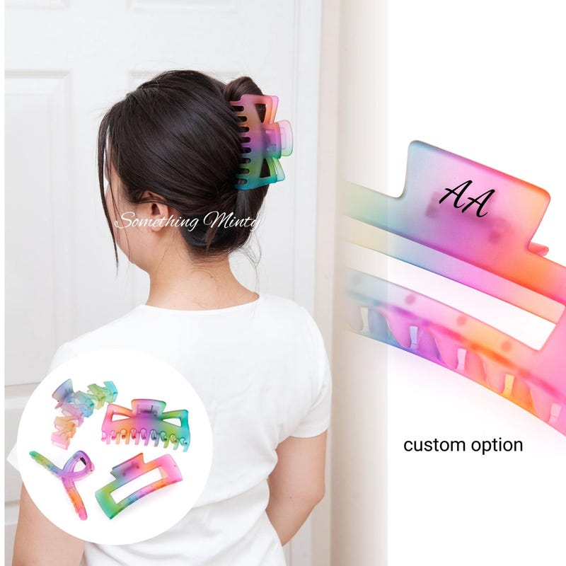 Rainbow Hair Clips - Etsy