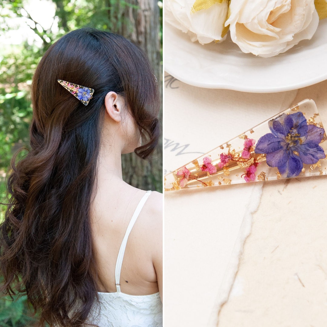 Handmade Pressed Real Flower Hair Clip, Floral Alligator Clip, Gift for ...