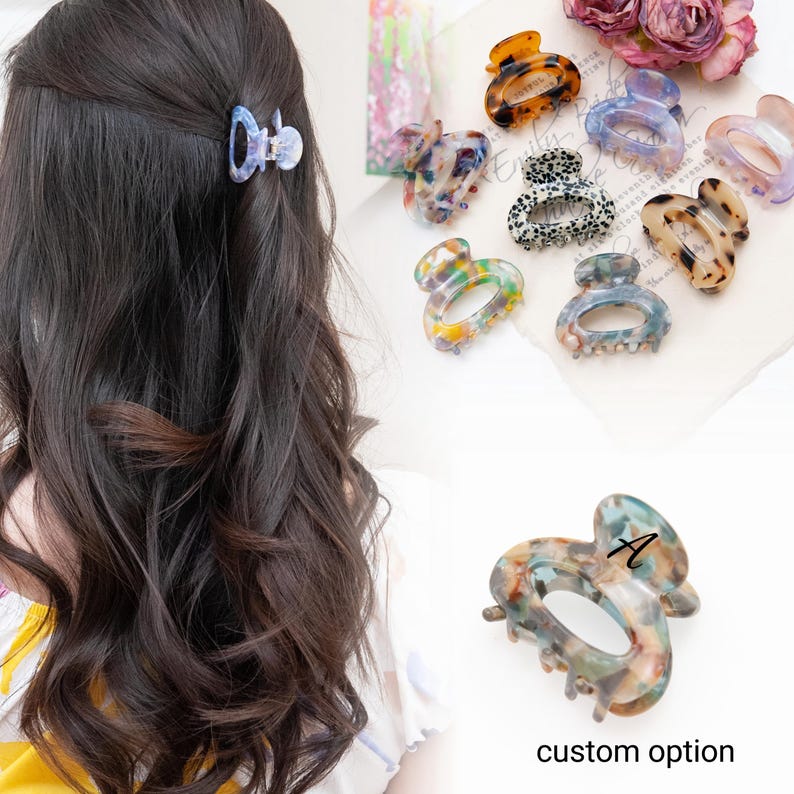 Custom Initial Acetate Hair Claw: Small Hair Clip - Etsy
