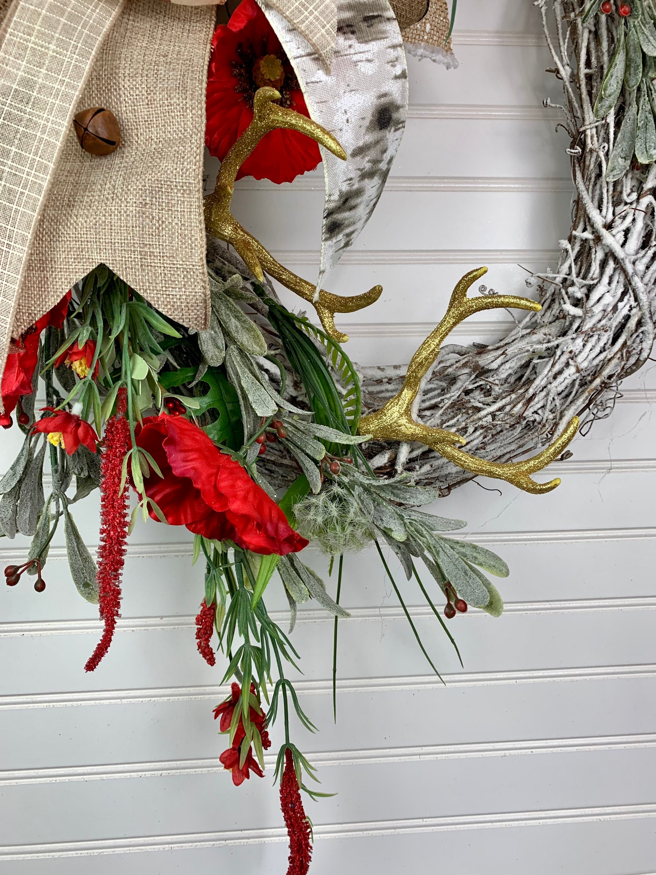 Christmas Antler Wreath for Front Door, Antler Wreath, Deer Antler ...