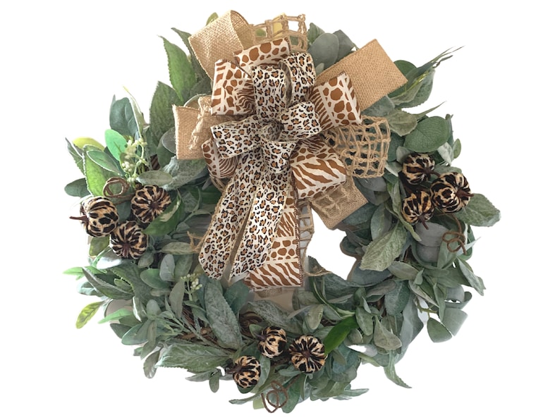 Leopard Fall Wreath for Front Decoration, Autumn Leopard Pumpkin Wreath ...