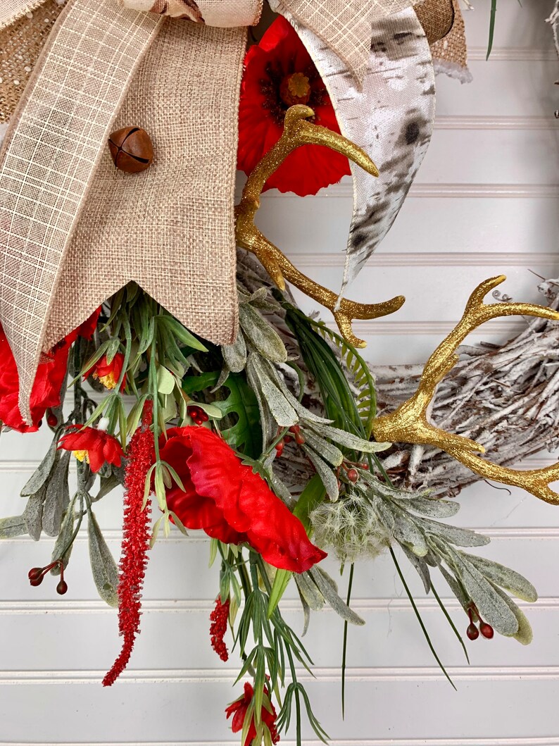 Christmas Antler Wreath for Front Door, Antler Wreath, Deer Antler ...