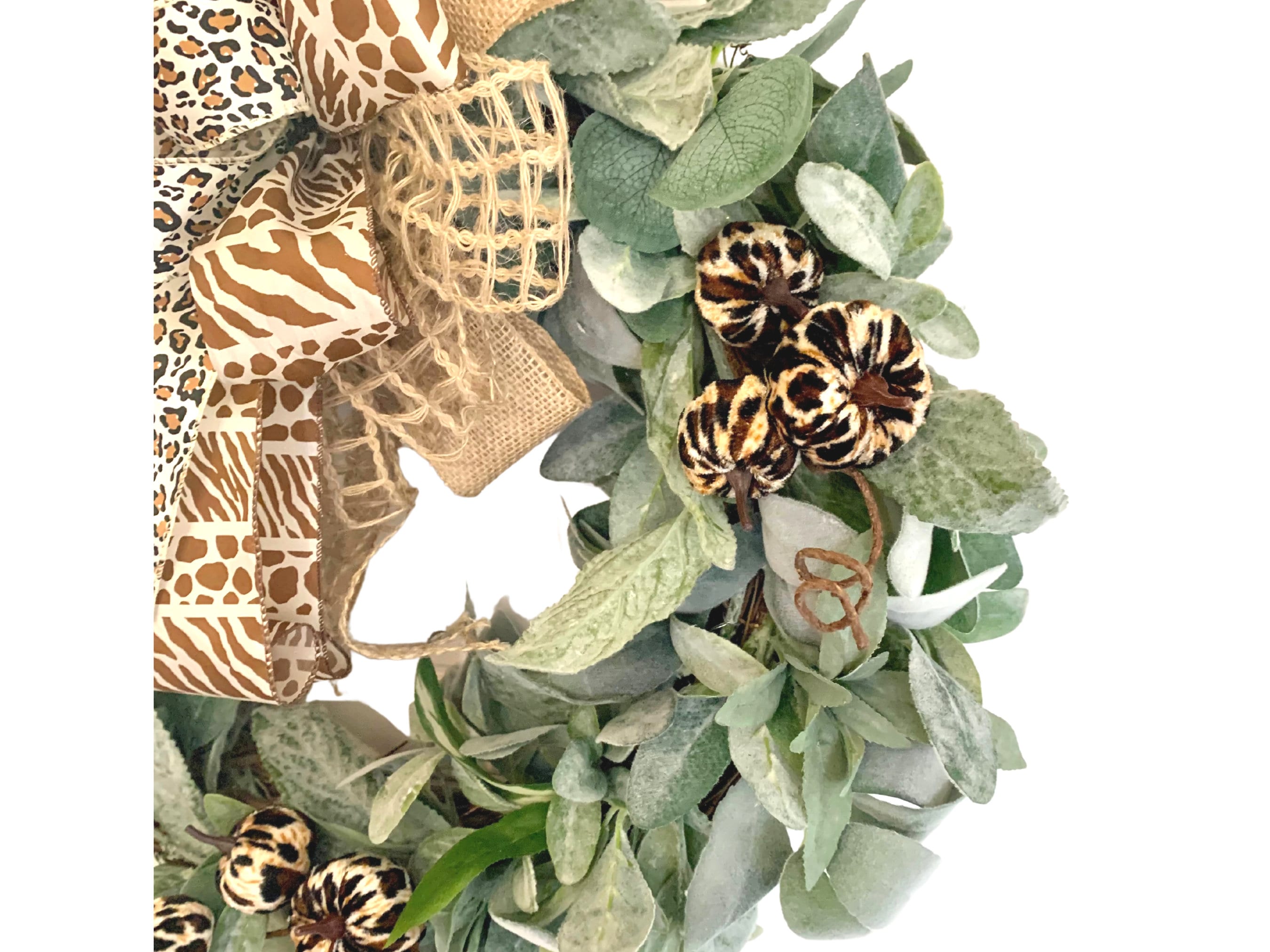 Leopard Fall Wreath for Front Decoration, Autumn Leopard Pumpkin Wreath ...