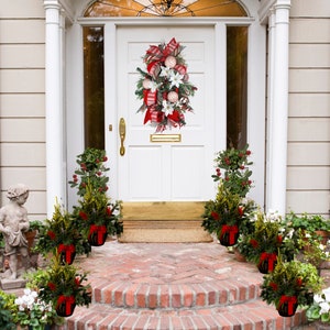Candy Cane Christmas Swag for Front Door, Peppermint Winter Wreath ...