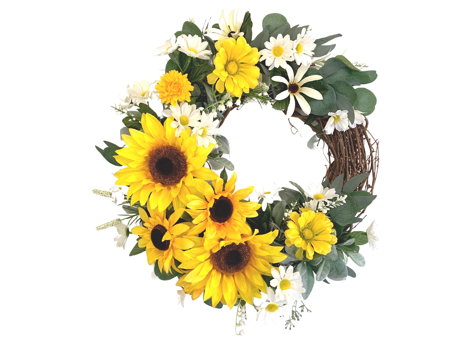 Sunflower Wreath Front Door, Sunflower Wreath, Rustic Sunflower Wreath ...