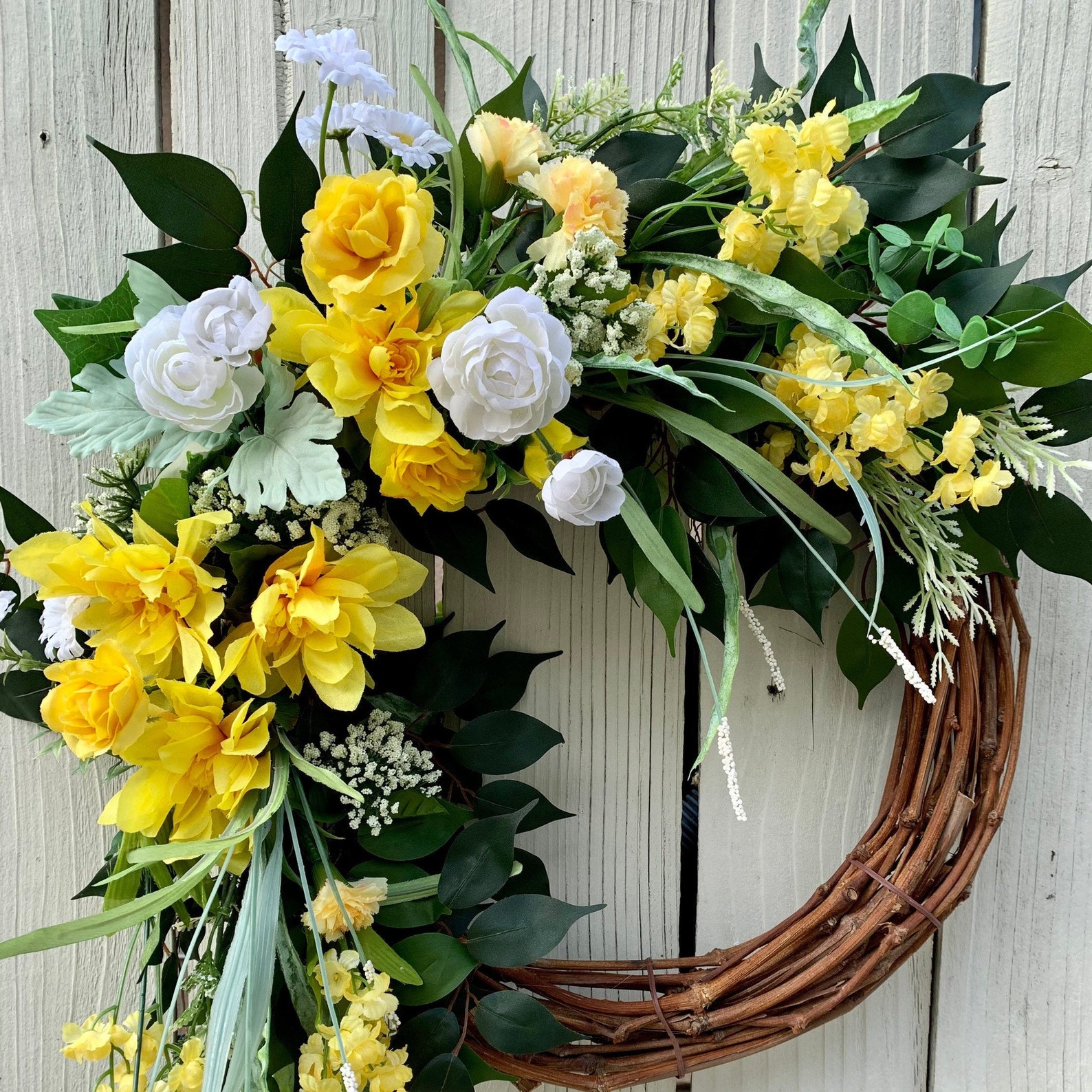 Yellow Flowers Wreath Front Door Wreath Home Décor Gift - Etsy