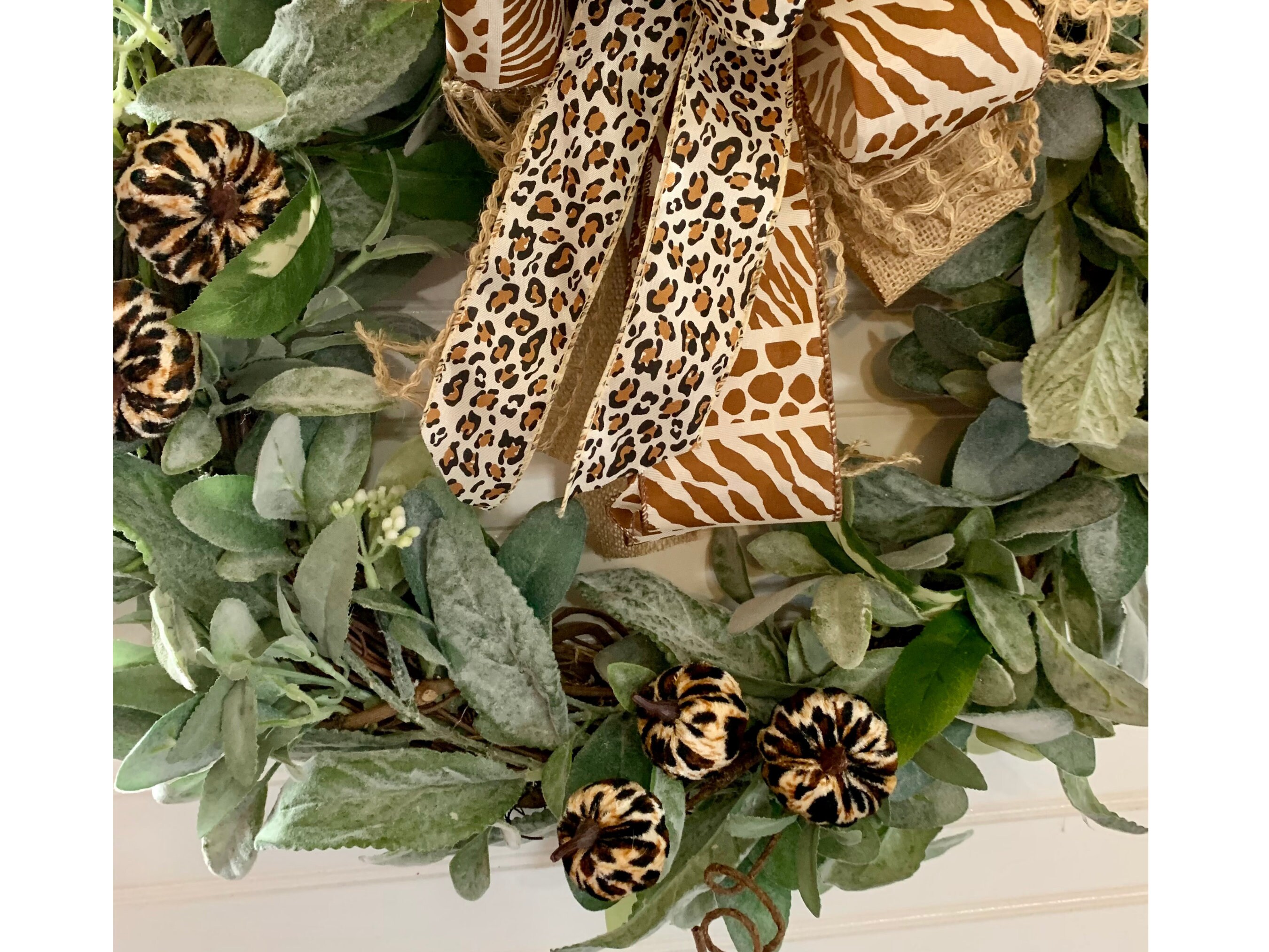 Leopard Fall Wreath for Front Decoration, Autumn Leopard Pumpkin Wreath ...