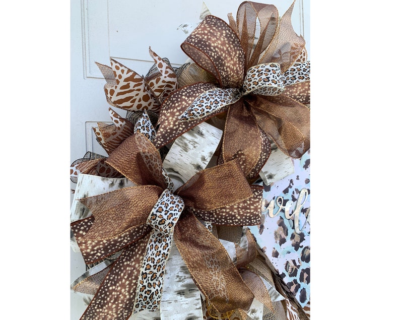 Leopard Print Front Door Wreath, Deco Mesh Wreath, Gold and Brown ...