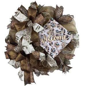 Leopard Print Front Door Wreath Deco Mesh Wreath Gold and - Etsy
