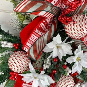 Candy Cane Christmas Swag for Front Door, Peppermint Winter Wreath ...