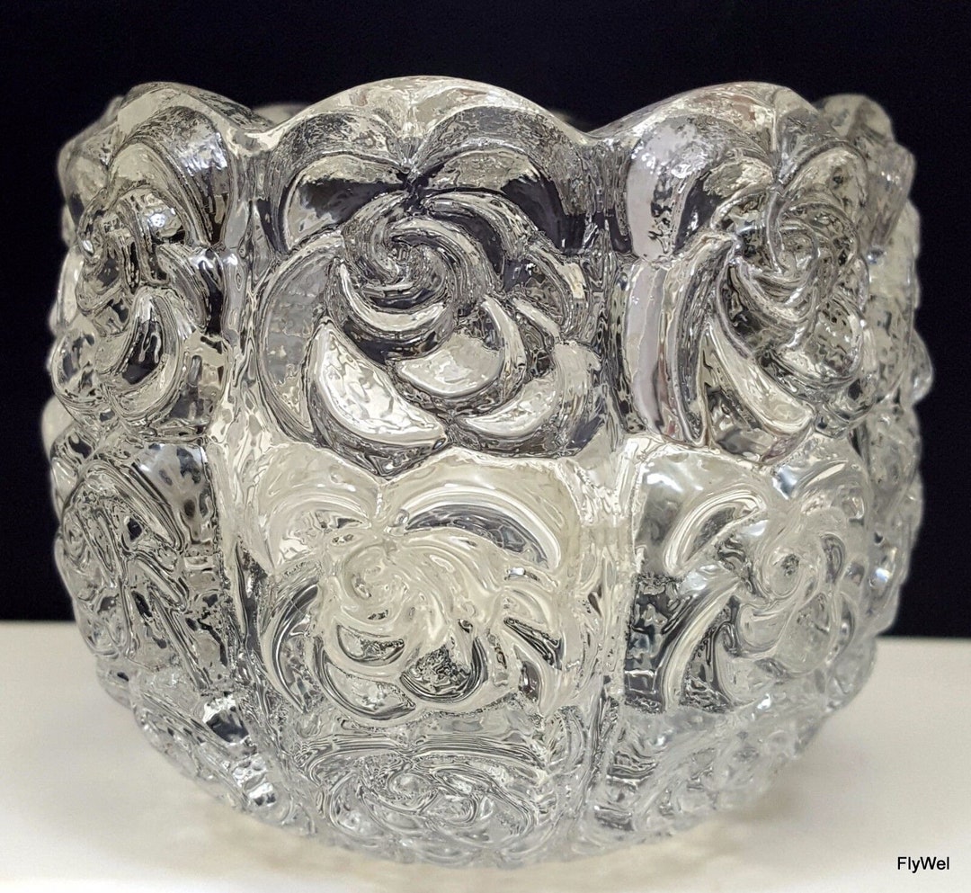 Vintage Goebel Lead Crystal CHARLOTTENHUTTE ICE Rose Votive ...