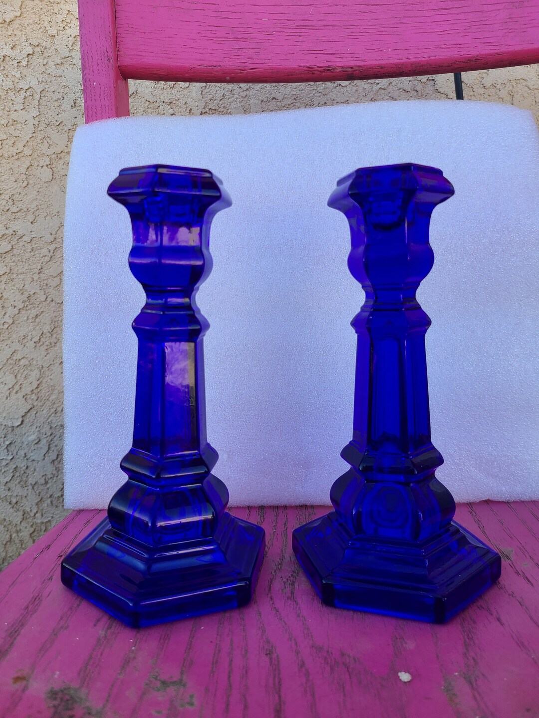 Collectible Art Glass Reproduction, Set/2 Cobalt Blue Glass ...