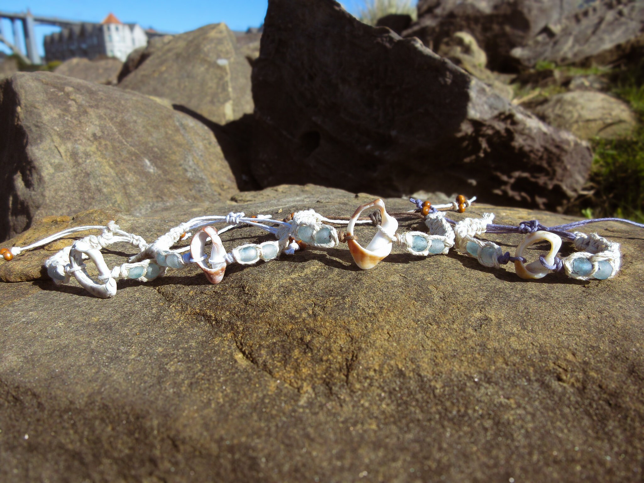 Sea Shell Bracelet Hemp Cord Beach Jewelry Oregon Coast Snail Shells ...