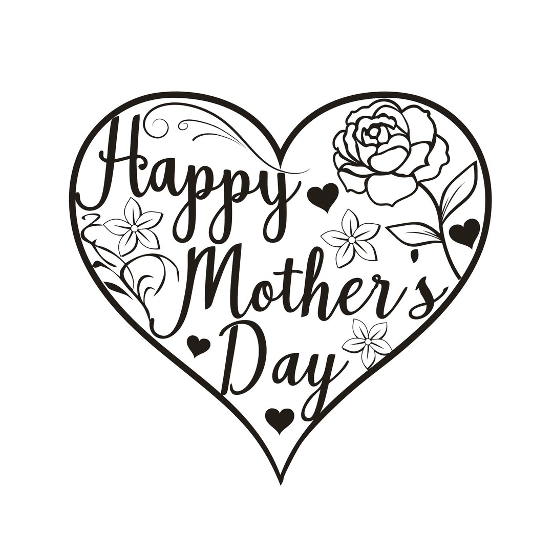 Happy Mother's Day Heart SVG PNG JPG Instant Download for Silhouette ...