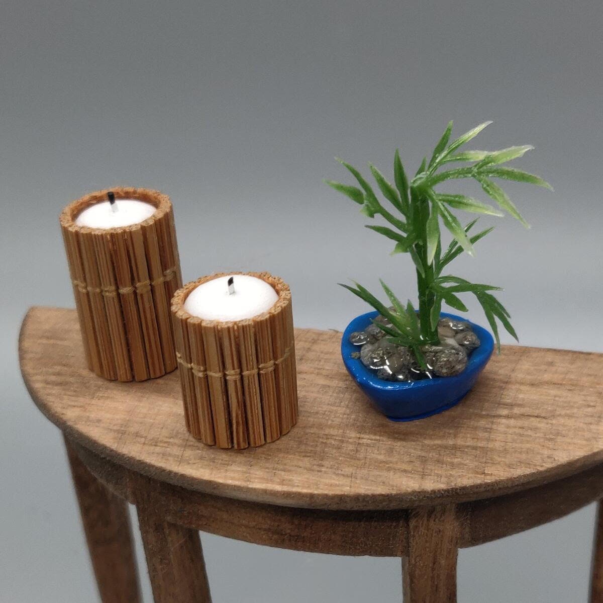 Dollhouse Miniature Tropical/beach/tiki Bamboo Candle Set - Etsy