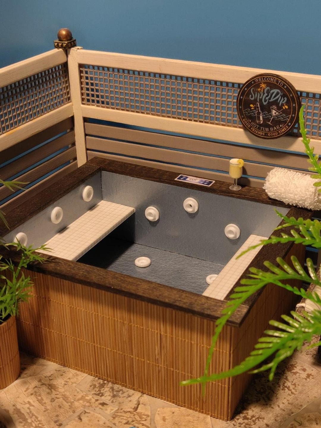 Miniature Dollhouse Bamboo Hot Tub/jacuzzi 1:12 Scale - Etsy