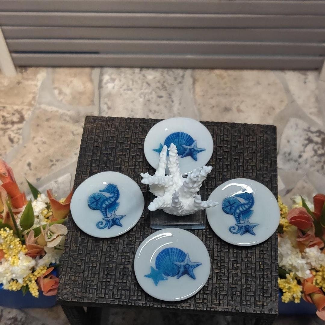 Set of 2 - Miniature Beach Ceramic Plate Sets - Etsy