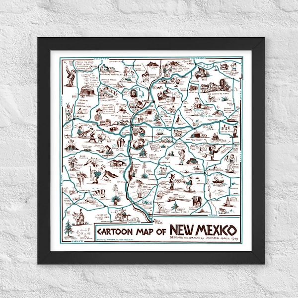 Cartoon Map of New Mexico - Etsy