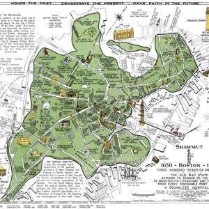 1928 Boston Map Print, Shawmut, Restored Historic Wall Art - Etsy