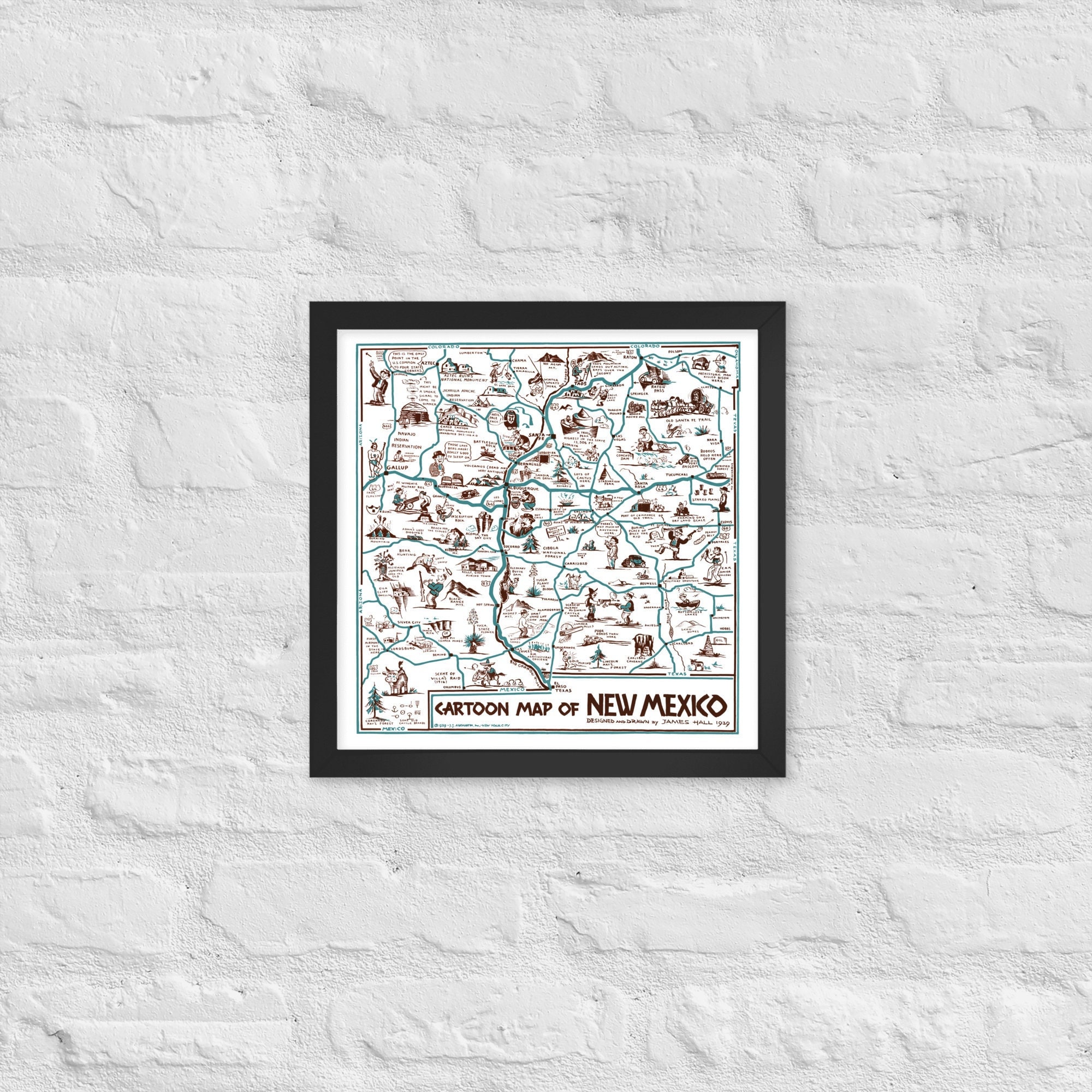 1939 Cartoon Map of New Mexico | Restored Vintage Poster - Etsy