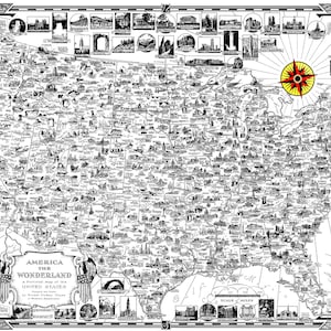 1940 Pictorial Map of the United States | America the Wonderland ...