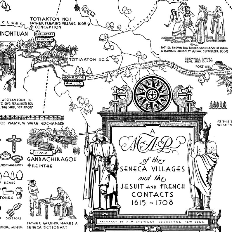 1600s Rochester Map - Seneca Villages and the Jesuit and French ...