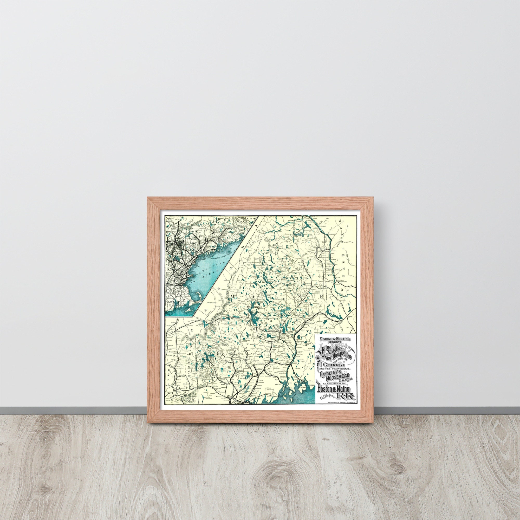 1899 Maine Hunting Fishing Map | Professionally Restored Print ...