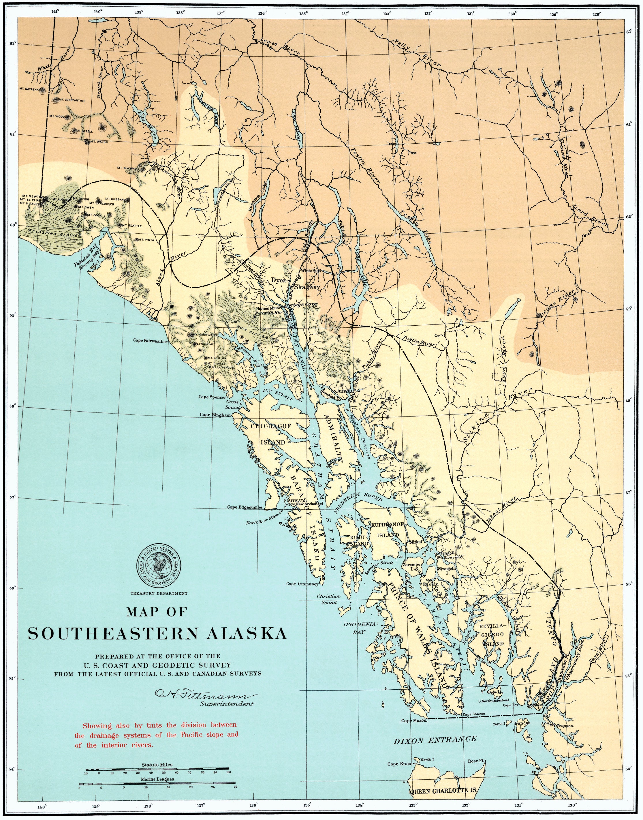 1903 Southeast Alaska Map Print - Juneau, Sitka, Skagway, Wrangell ...