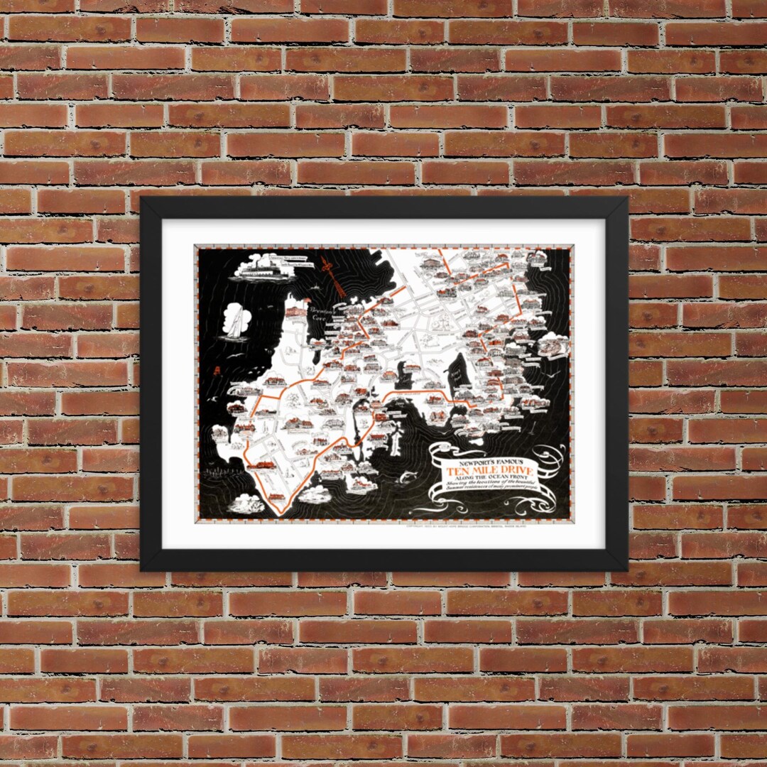 Newport Rhode Island Map Print | 1933 Ten Mile Drive, Mansions - Etsy